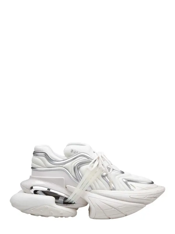 Balmain Unicorn Wave Panelled Lace-up Sneakers - White