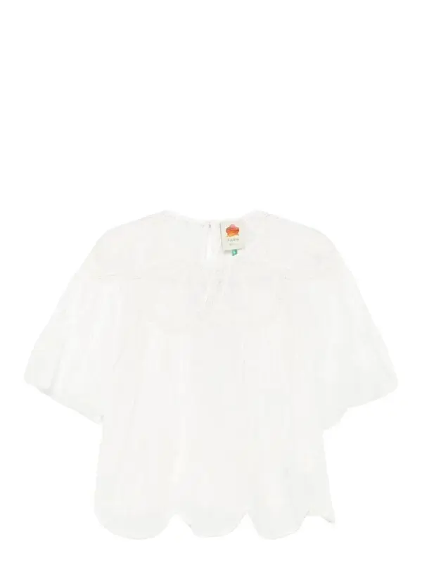 Farm Rio Embroidered Short-sleeve Blouse - White