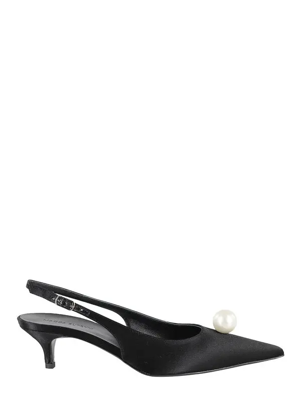Magda Butrym Embellished Slingback Satin Pumps - Black