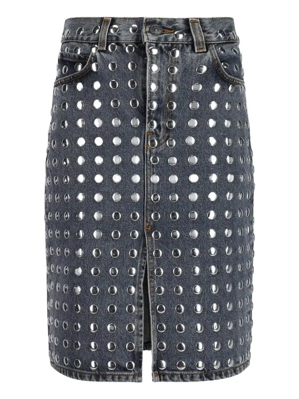 HAIKURE Eyelet Embellished Denim Skirt - Blue