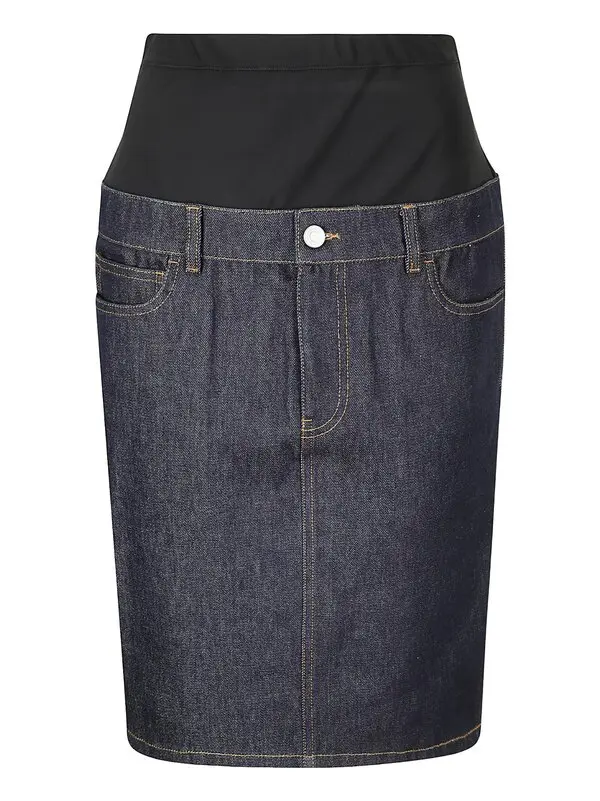 Coperni Hybrid Midi Denim Skirt - Black