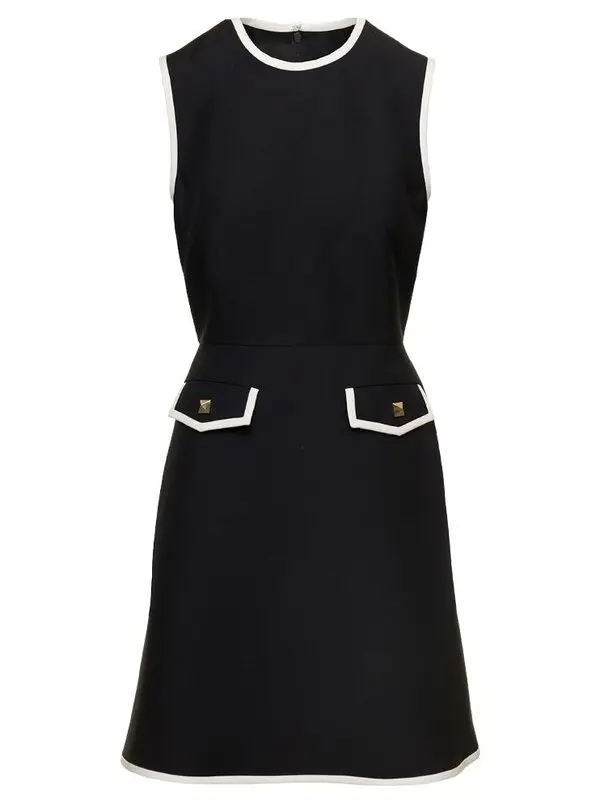 Valentino Garavani Sleeveless Crewneck Dress With Stud Detailing - Black