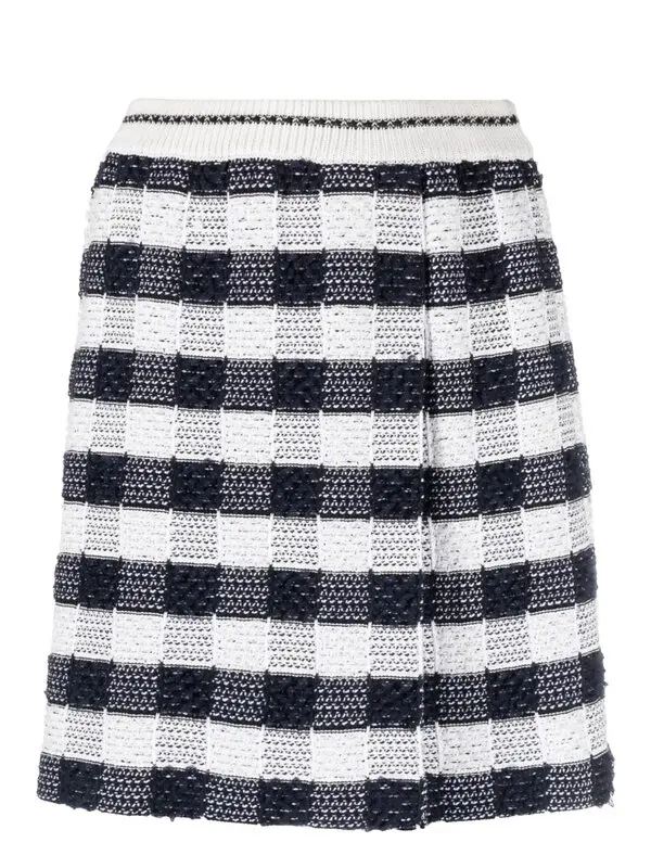 Thom Browne Gingham Check Jacquard Mini Skirt - Navy Blue