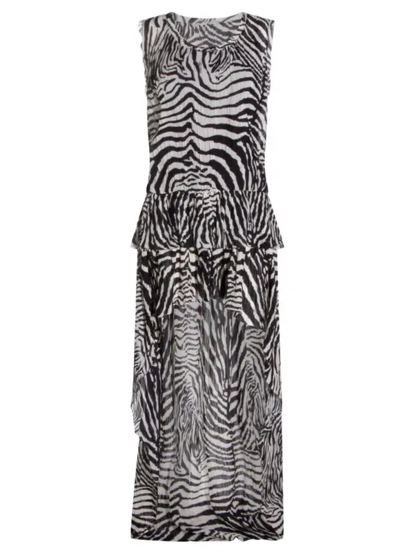 Blumarine Sleeveless Zebra Print Maxi Dress - Gray
