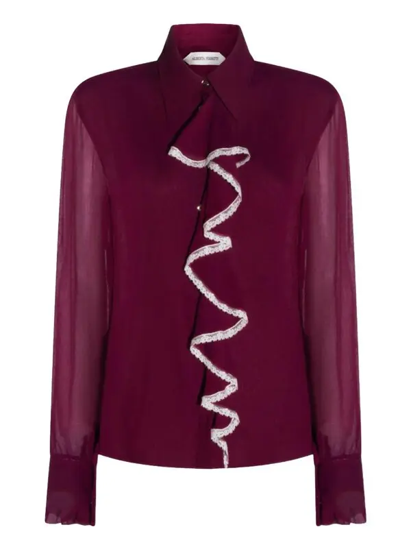 Alberta Ferretti Ruffled Lace Shirt - Brown