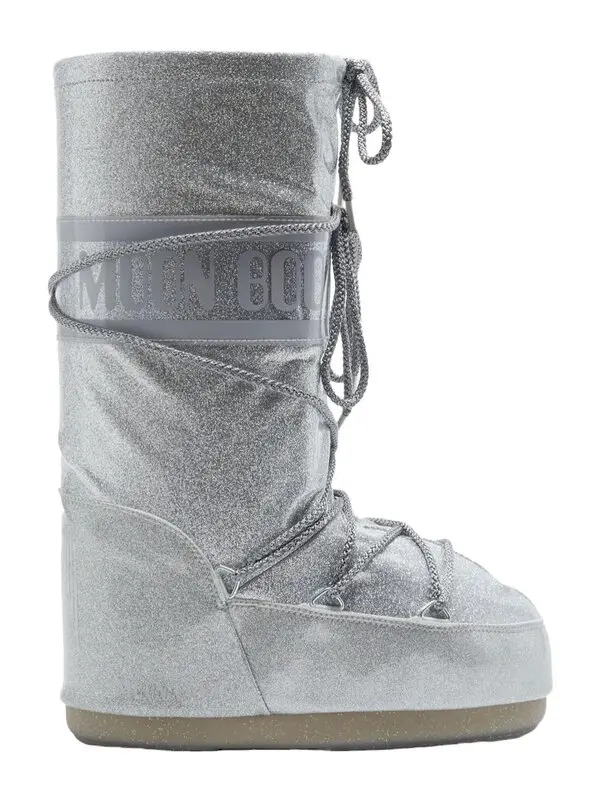 Moon Boot Icon Glitter Padded Snow Boots - Silver