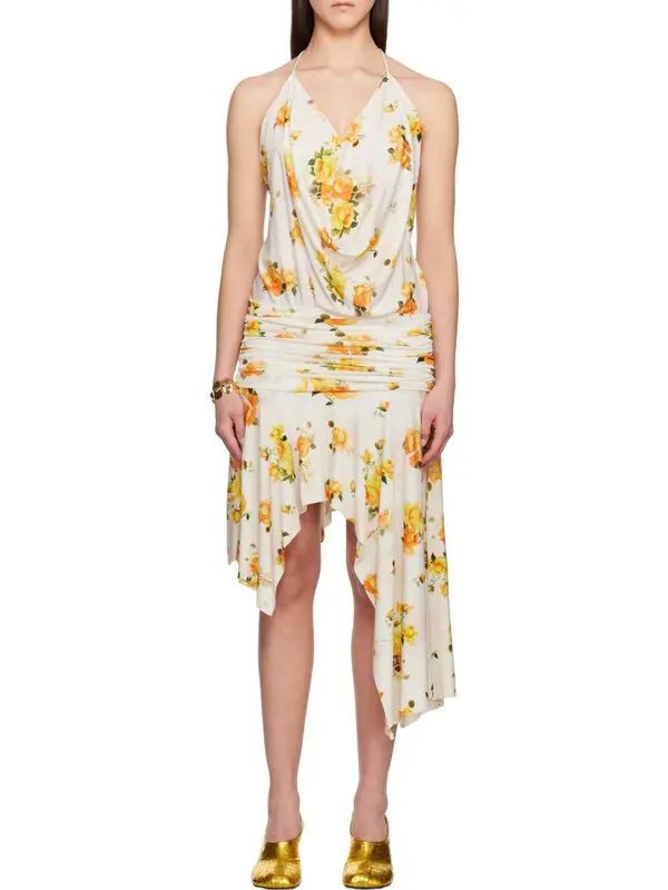 Acne Studios Floral Print Halterneck Dress - White