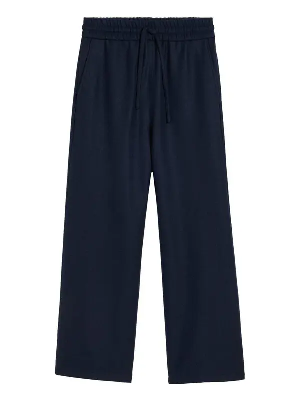 Ami Wide Leg Elasticated Waist Trousers - Navy Blue