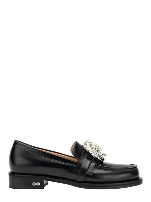 MACHMACH Mach & Mach Embellished Stacked Heel Loafers - Black