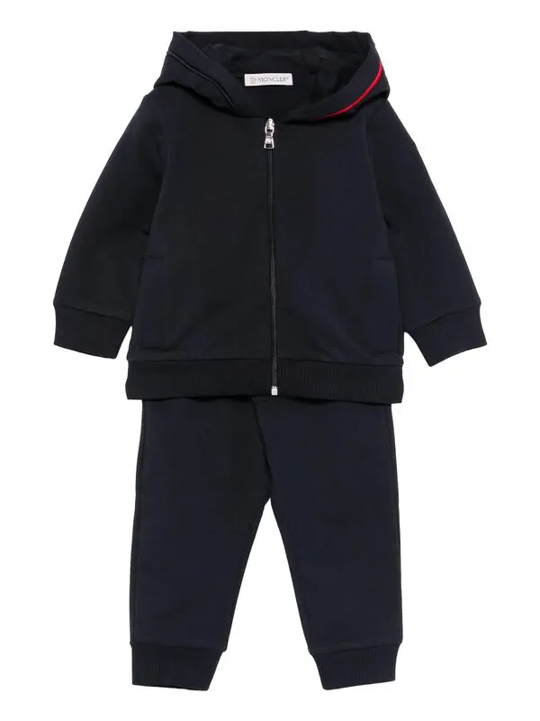 Moncler Zip-up Hooded Set With Elasticated Waist - Midnight Blue