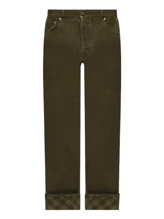 Burberry Tapered Leg Jeans With Turn-up Hem - Green