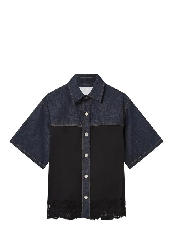Stella McCartney Short-sleeve Shirt With Lace Detail - Black