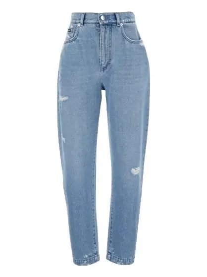 Dolce & Gabbana High Waist Distressed Jeans - Blue