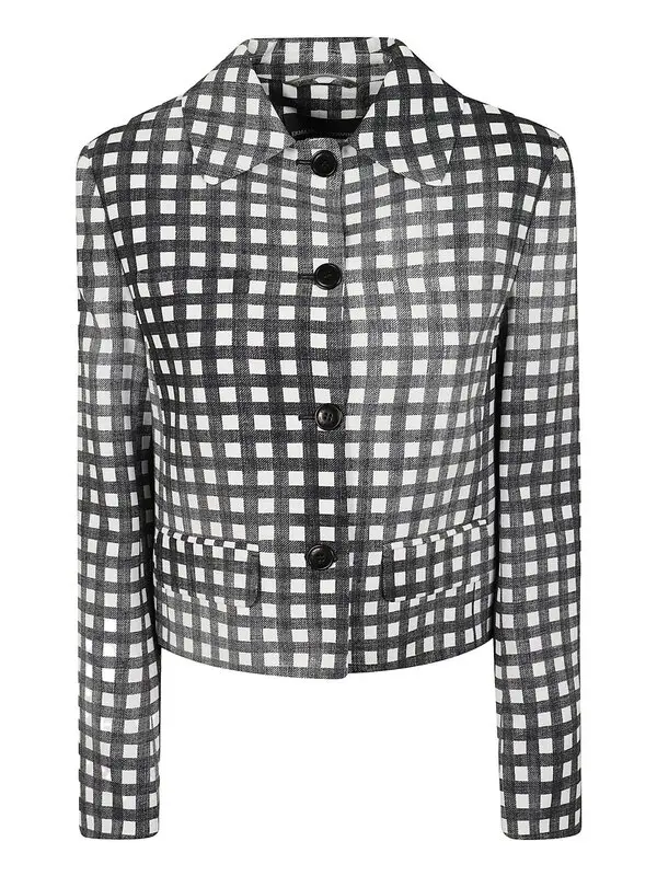 Ermanno Scervino Checked Cropped Jacket - Black