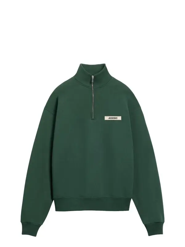 Jacquemus Zip-up Sweatshirt With Logo Detail - Dark Green