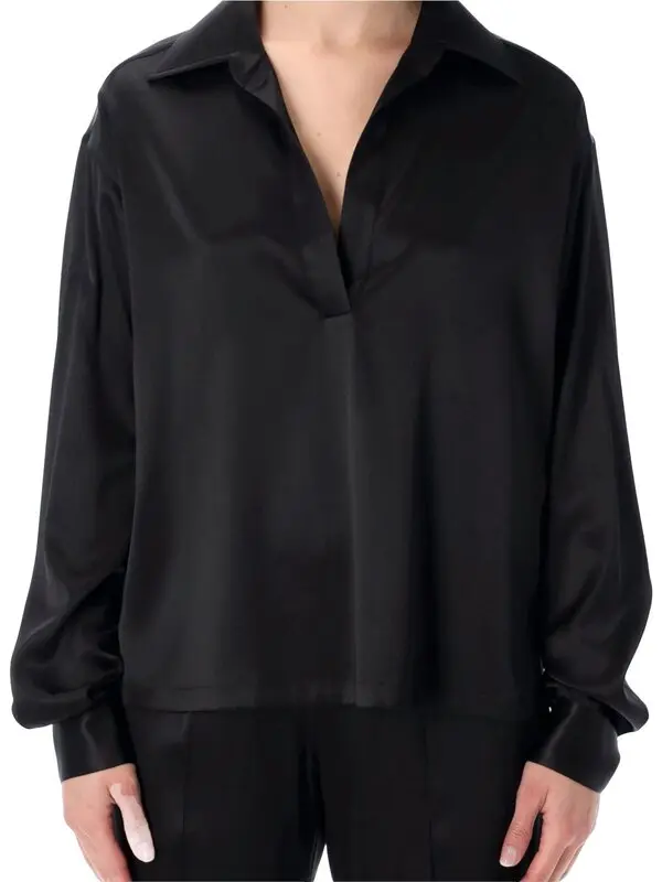 TOM FORD V-neck Long Sleeve Shirt - Black