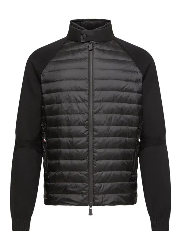 Moncler Tricot Quilted Cardigan With Zip Closure - Black