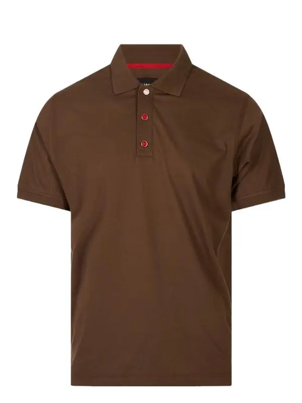 Kiton Short-sleeve Cotton Polo Shirt - Brown