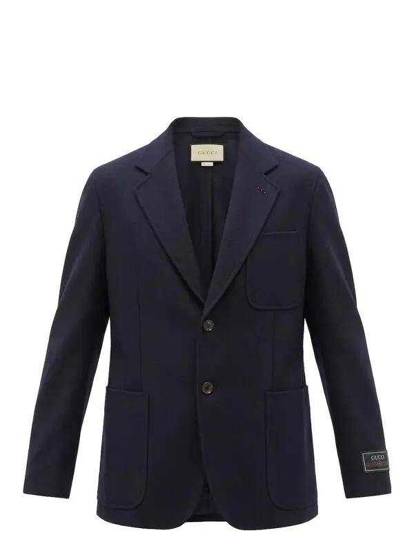 Gucci Web-label Single-breasted Blazer - Blue