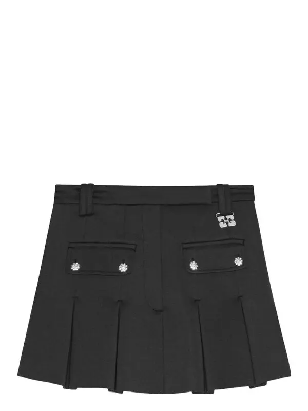 GANNI Pleated Mini Skirt - Phantom Black