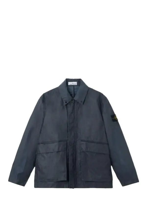 Stone Island Logo Patch Buttoned Jacket - Navy