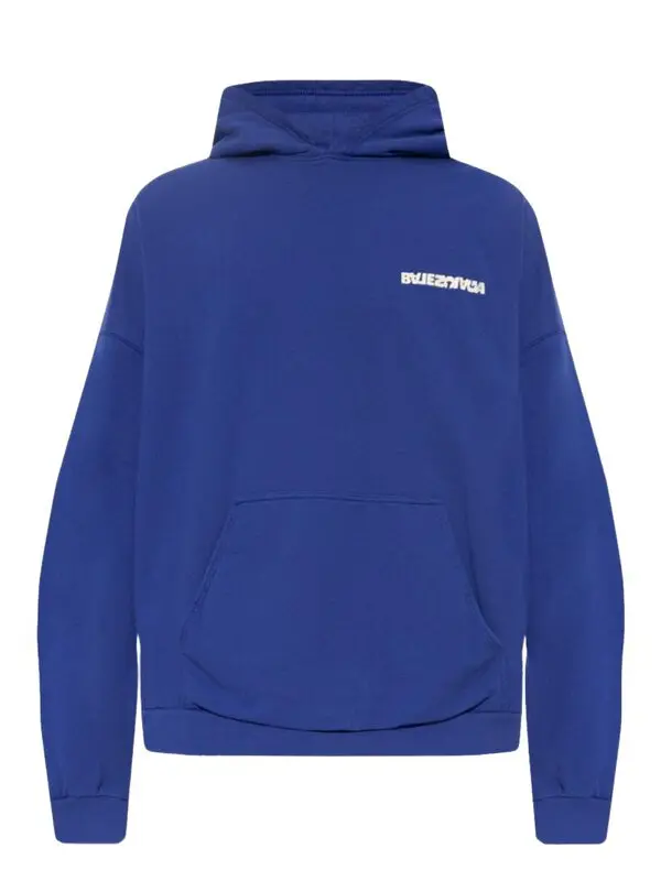 Balenciaga Logo Hooded Sweater - Blue