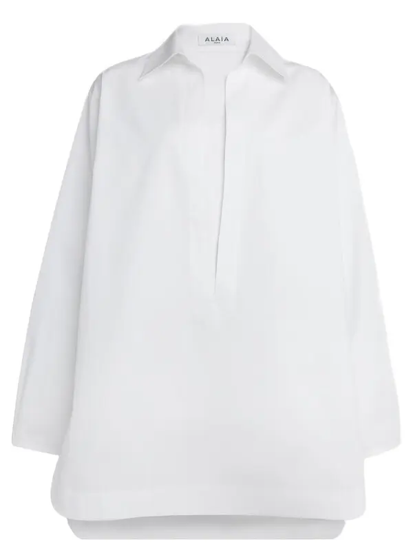 Alaïa Poplin Shirt Dress - White
