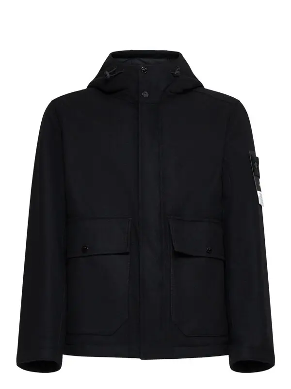 Stone Island Compass Patch Hooded Jacket - Black