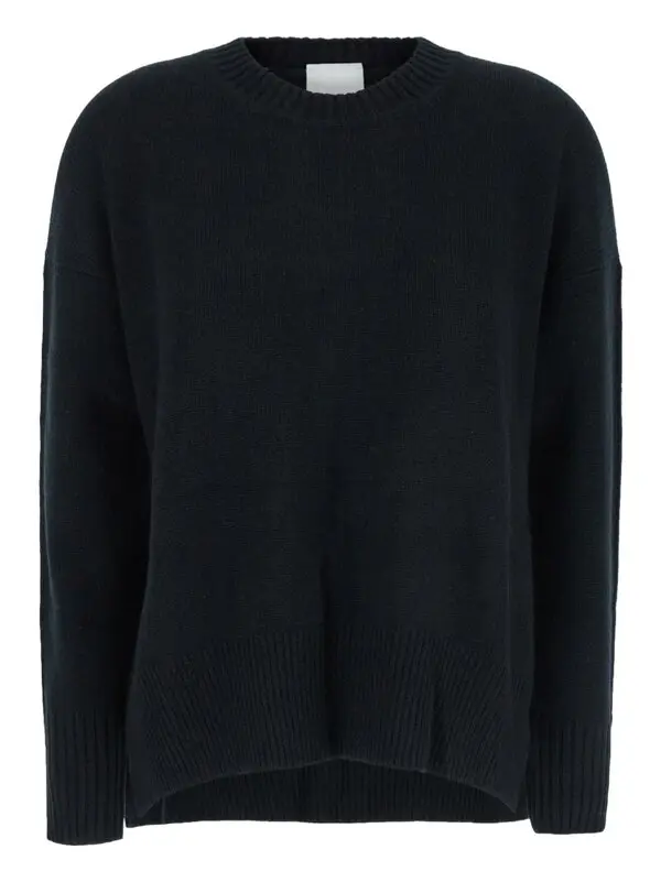 ALLUDE Crewneck Sweater With Dropped Shoulders - Black