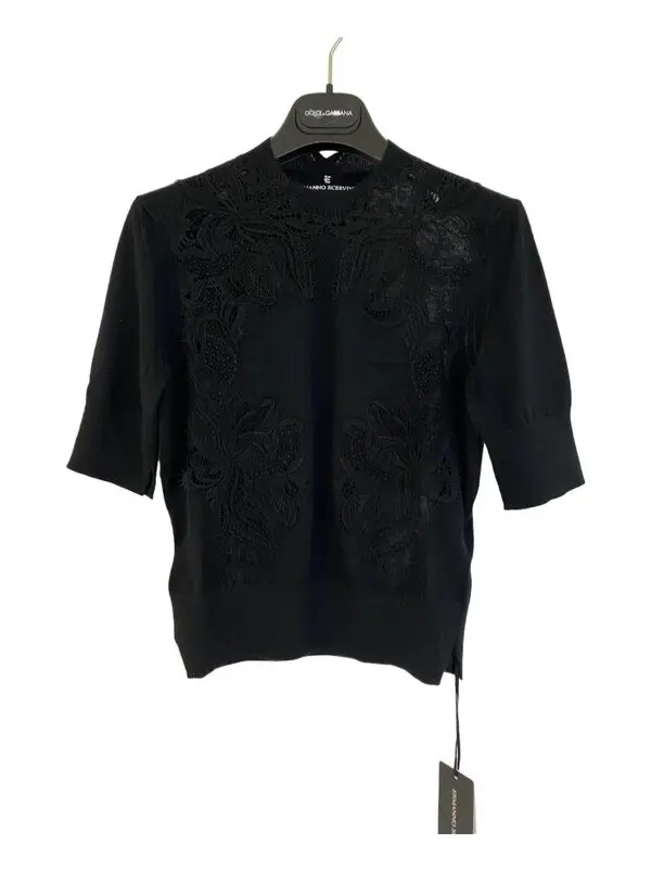 Ermanno Scervino Ribbed Lace Detail Sweater - Black