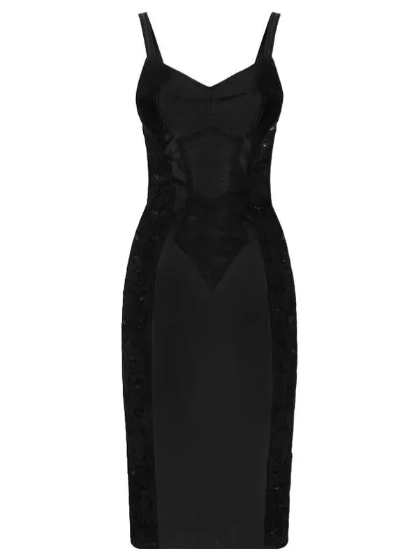 Dolce & Gabbana Corset Lace Midi Dress - Black