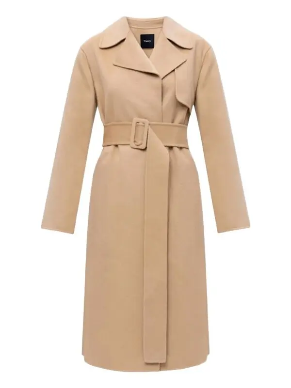Theory Long-sleeved Belted Coat - Nude