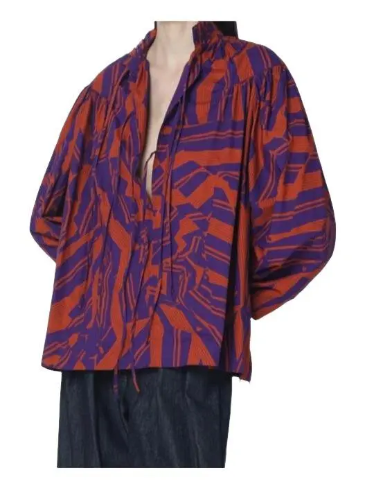 Dries Van Noten Printed Shirt With Ruffled Details - Red