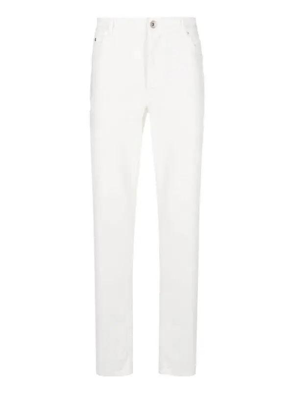 Brunello Cucinelli Straight-leg Jeans With Logo Patch - Snow Gray