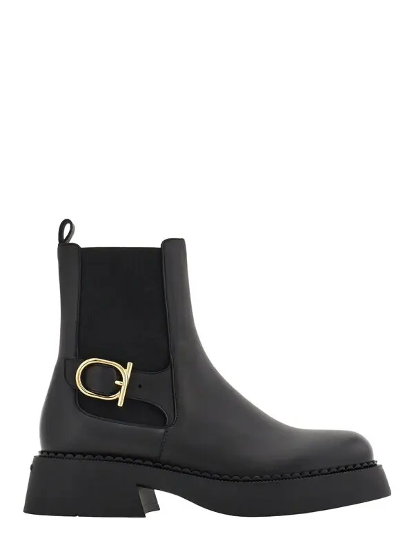 FERRAGAMO Gancini Buckle Chelsea Boot - Black