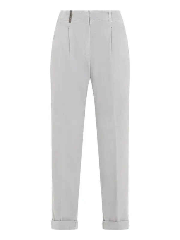 Peserico Tapered Gabardine Trousers - Grey