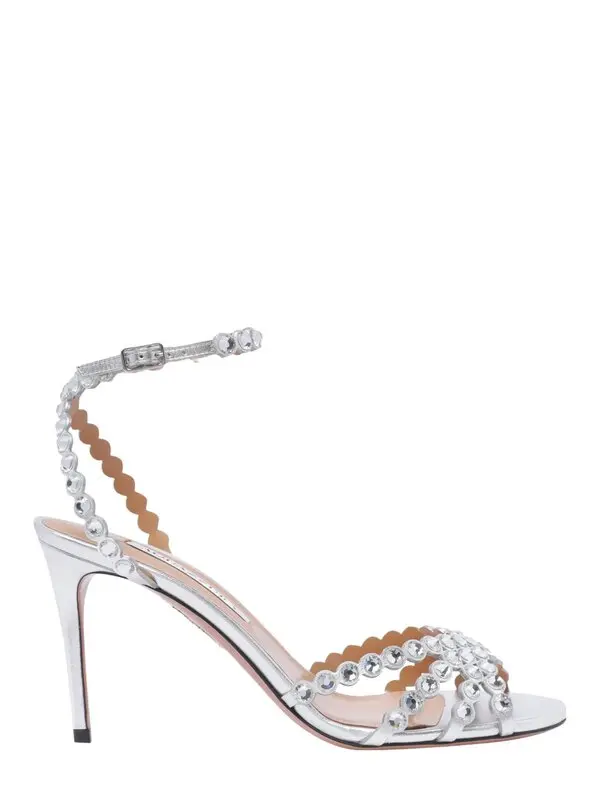AQUAZZURA Crystal-embellished Tequila Sandals - Silver