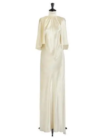 Dior Fluid Silk Velvet Maxi Dress With Cape Effect - White