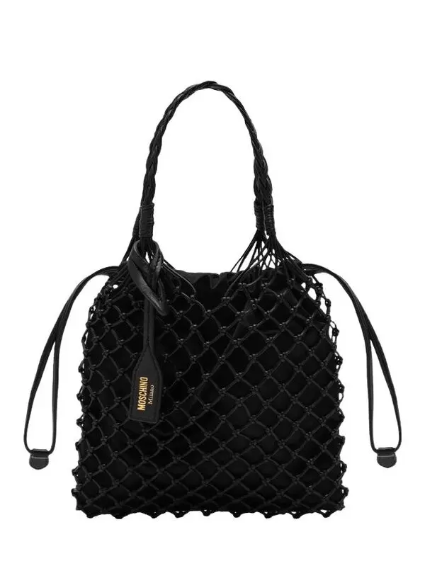 Moschino Woven Handle Drawstring Bag - Black