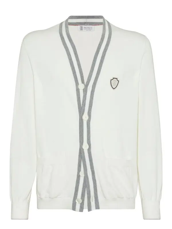 Brunello Cucinelli V-neck Cardigan With Button Detail - White