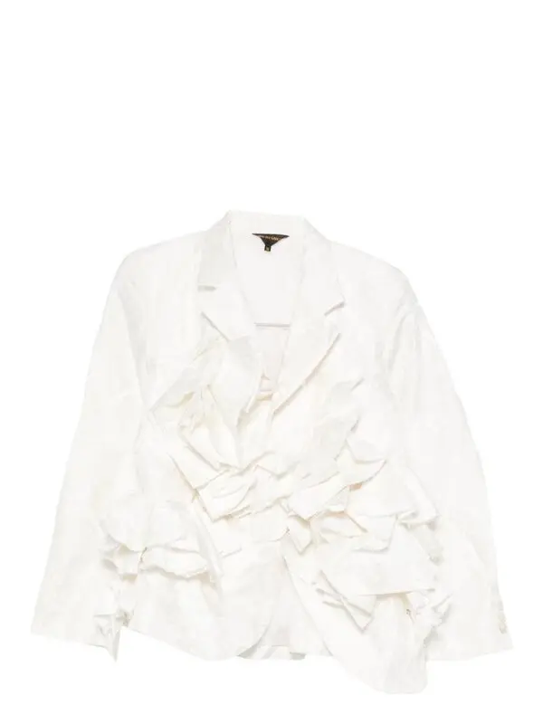 Comme Des Garçons Long-sleeved Suit Jacket With Bow Detail - White