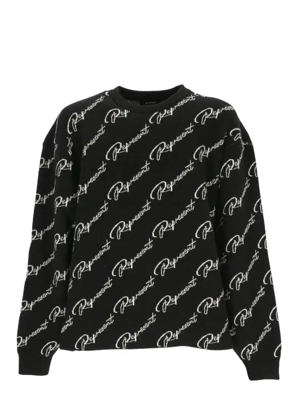 REPRESENT Intarsia-knit Logo Jumper - Black