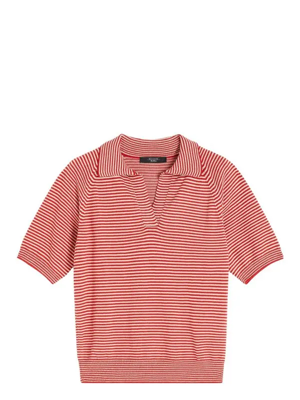 Max Mara Striped Cotton Yarn Polo Shirt - Red