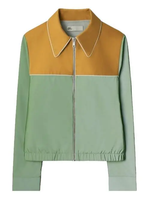 Tory Burch Colorblock Zip-up Jacket - Electric Sage/ridge