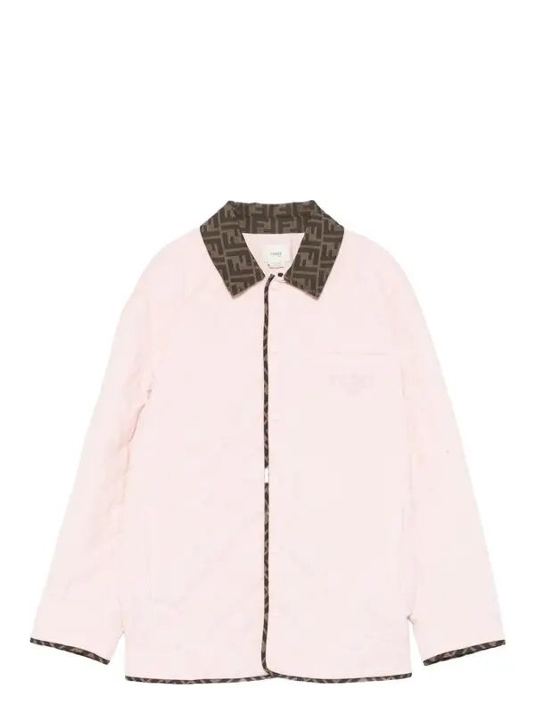 Fendi Quilted Jacket With Logo Detail - Rosa Water