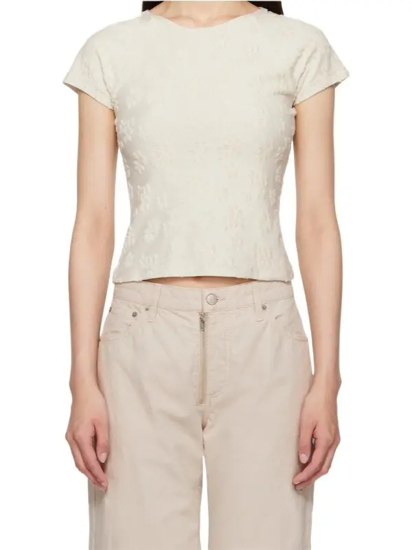 Paloma Wool Floral Pattern Short Sleeve Top - Nude