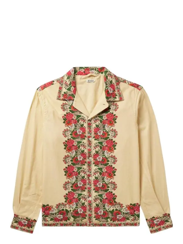 BODE Floral Print Button-up Shirt - Nude