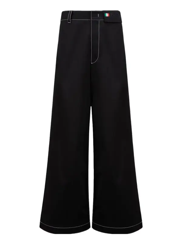 Moncler X Palm Angels Wide-leg Trousers With Logo Patch - Black
