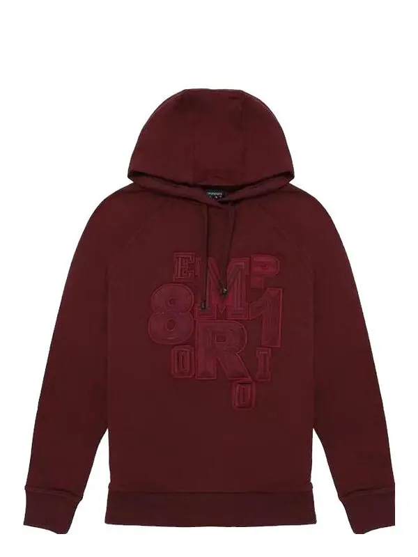 Emporio Armani Embroidered Logo Hoodie - Brown