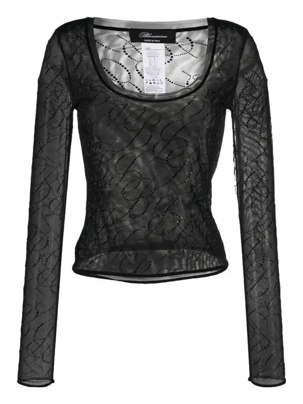 Blumarine Embellished Long-sleeve Top - Black